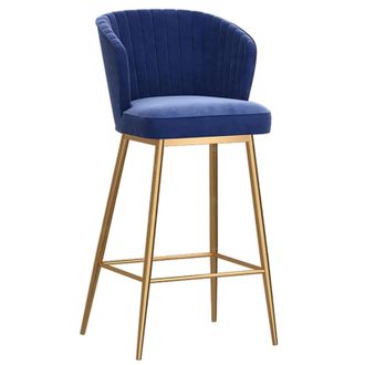 Generic Barhocker in Tresenh&ouml;he, ergonomischer Samt-Barhocker mit geschwungener R&uuml;ckenlehne, hoher Barhocker, Fr&uuml;hst&uuml;cksstuhl f&uuml;r die K&uuml;cheninsel, Bequeme gro