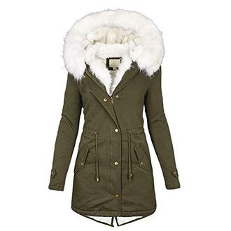Onsoyours Veste Chaude dhiver pour Femmes Manteau &agrave; Capuche Hiver &eacute;Paissir Parka Polaire Chaude en Peluche Blousons avec Fermeture &agrave; Glissi&egrave;re et Bouton Doudoun