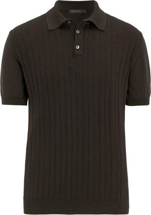 Oscar Jacobson Homme, Tops, Brun, Taille: 2XL Polo &agrave; Rayures Marron Coton Italien