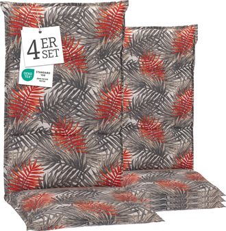 Beo Barcelona Hochlehner Gartenstuhlauflagen 4er Set | Waschbar & UV-beständig | Öko-Tex Standard | Atmungsaktive Sitzkissen Outdoor für perfekten Sitzkom