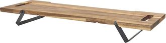 The Home Deco Factory Home Deco Factory, KA0322, Acacia Presentation Board with Black Metal Feet, Ideal for Aperitifs and Tapas, Elegant and Durable, 55 cm, Brown and Black