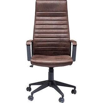 Kare Design Design Bürostuhl Labora, Braun, Bürostuhl, Drehstuhl, Veloursleder, Pappelholz Gestell, 360 Grad drehbar, rollbar, kippbare Rückenlehne, 129x62x59 cm 