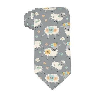 Generic Fleurs Et Moutons De Dessin Animé Cravate Décontractée Cravates Polyvalente Cravate Homme Pour Affaires Entreprise Fêtes