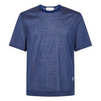 Ami Homme, Tops, Bleu, Taille: S T-shirt ray&eacute; &agrave; manches courtes coupe classique