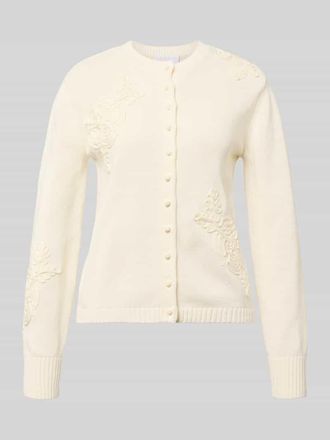 Jake*s Strickcardigan mit Blumen-Applikationen