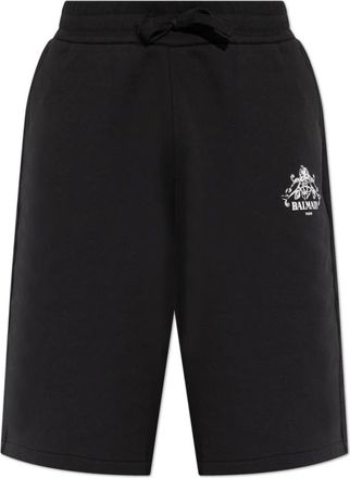 Balmain Homme, Shorts, Noir, Taille: M Short en coton avec logo imprim&eacute;