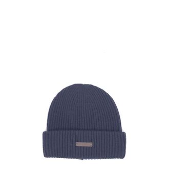 Paolo Pecora Ribbed Beanie - Homme - Accessoires - Bleu - Taille: ONE Size