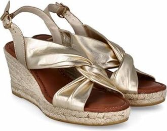 Lince Lince Sandales en jute Nudo Confort | Semelle en caoutchouc | Semelle intérieure en gel | V52652 | Fabriquées en Espagne, Platine, 40 EU