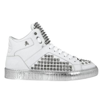 Philipp Plein unisex, Chaussures, Blanc, Taille: 40 EU Baskets Mi-Montantes en Cuir Nappa avec Clous