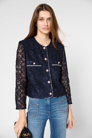 Gerard Darel Veste courte en dentelle - RISA - Marine