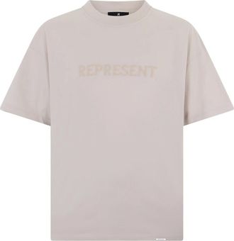 Represent Represent, Homme, Tops, Beige, Taille: XL T-shirt avec logo Serif brod&eacute;