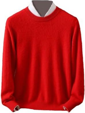 Generic Pull en cachemire m&eacute;lang&eacute; &agrave; manches longues et col rond pour homme, Rouge, L