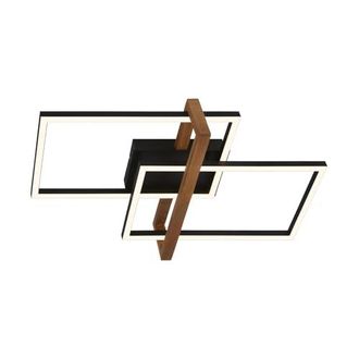 Briloner LED Deckenlampe Frame, LED Deckenleuchte mit warmwei&szlig;er Lichtfarbe, 34W Lampe mit Holzrahmen, Wohnzimmerlampe, Schlafzimmerlampe, 505x315x110 mm (LxBx