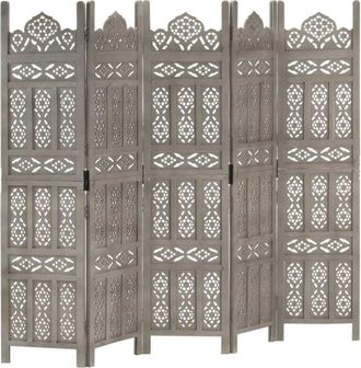vidaXL Vidaxl - Cloison de s&eacute;paration 5 panneaux Gris 200x165 cm Bois manguier