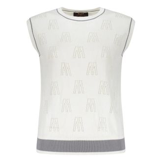 Moorer Gestricktes Baumwoll- und Seidentop - - Knitwear - Damen - Wei&szlig; - XS