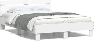 vidaXL Bettgestell mit Kopfteil Wei&szlig; 120x190 cm Holzwerkstoff Vidaxl