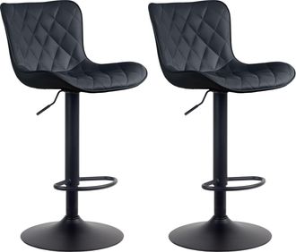 Clp 2er Set Barhocker Emma - Höhenverstellbare Barstühle - 360° Drehstühle Mit Rückenlehne Für Küche Und Bistro, Farbe:schwarz, Material:Kunstleder