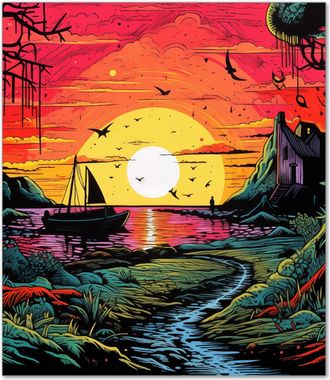 Wallario Herdabdeckplatte/Spritzschutz aus Glas, 52 x 60 cm, 1-teilig mit 8 mm hohen Füßen, für Ceran- und Induktionsherde, Verwunschenes Flussdelta