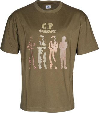 C.P. Company C.p. Company, Homme, Tops, Vert, Taille: 2XL T-Shirt Logo Manches Courtes 30/1 Jersey