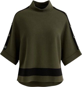 Mississhop Stehkragenpullover Damen Feinstrickpullover mit Knopfleiste M.415