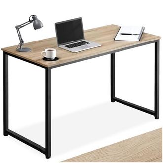 TecTake Table de Bureau Design Industriel en Bois MDF & Acier Bureau Ergonomique 140x59x76,5cm Bureaux Informatique Bureaux Ordinateur Teletravail - Bois Clai