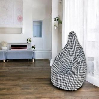 Talamo Italia Dmora Sitzsack mit Pied de poule Muster, schwarz-weiß, Maße 80 x 120 x 80 cm