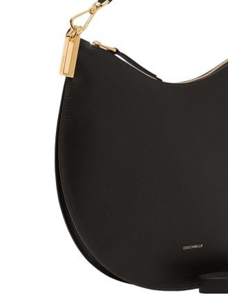 Coccinelle Womens Handbag Black-Cognac Cowhide Bags - Handbags Black/cognac