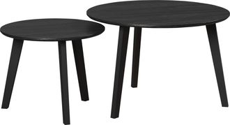 Trendteam Ronin - Couchtisch - Schwarz/Schwarz lackiert - 2 Wohnzimmertische rund - (BxHxT) 50 x 39 x 50/70 x 45 x 70 cm - 2 Satztische - F&uuml;&szlig;e aus Massivholz