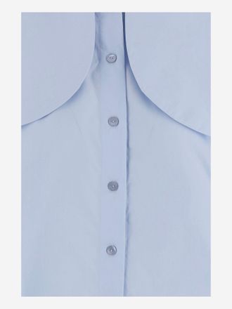 Patou Organic Cotton Knotted Collar Blouse - Blue