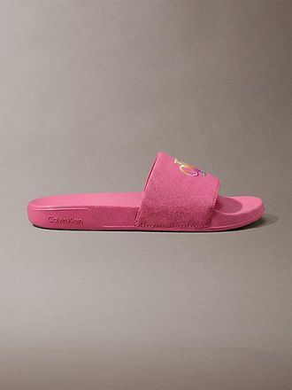 Calvin Klein Tongs profil&eacute;es en toile avec logo - Pride