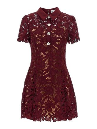 Self Portrait Robe Courte - Rouge Brun