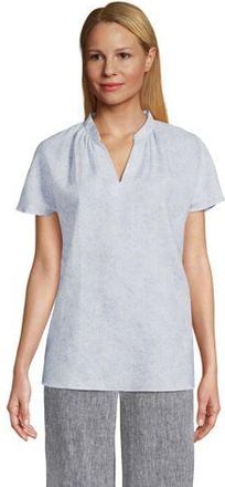 Lands End Leinentop mit Dolman-Ärmeln, Damen, Größe:44-46 regular, Blau, by Lands End