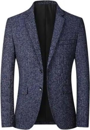Generic Blazer pour homme - Automne et hiver - Couleur unie - Simple boutonnage - Deux poches - Manteau de costume pour mariage, bleu marine, XL