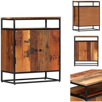 vidaXL Beistellschrank 60x35x76 cm Massives Altholz und Stahl - Vintage Stil - Altholzm&ouml;bel - Wohnzimmer Dekoration - Beistellschrank - Sideboard