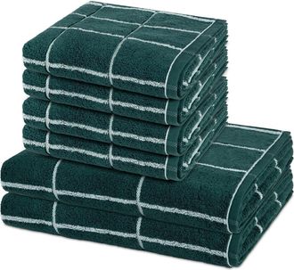 ROSS 6-teiliges Sensual Skin Karo Handtuch-Set - 4 x Handt&uuml;cher, 2 x Duscht&uuml;cher - Saugstarker Walkfrottee 500 g/m&sup2; aus 100% Baumwolle, Mit Aloe Vera Vered