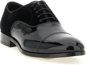 Doucal's Patent Leather and Velvet Oxford - Black