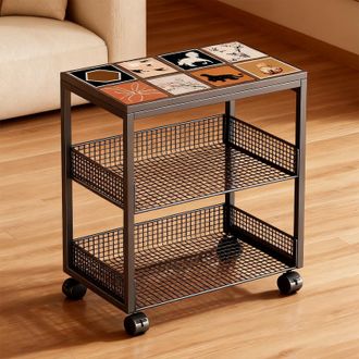 Generic Druckerständer 3-stufiger Druckerständer Mit Stauraum, Beweglicher Druckertisch Auf Rädern, Mehrzweck-Schreibtisch-Organizer-Regal, for Faxgerät, Scan