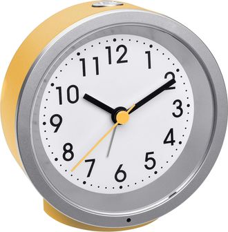 TFA Dostmann Analoger Wecker, 60.1034.07, mit leisem Sweep-Uhrwerk, mit Hintergrundbeleuchtung, Weckalarm und Snooze Funktion, gelb, (L) 103 x (B) 39 x (H) 99 mm