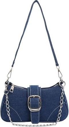 Generic Kexpery Sac Bandouli&egrave;re en Denim pour Femmes avec Cha&icirc;ne et Boucle Sac Crois&eacute; &Eacute;legant Noir pour Soir&eacute;e Mariage F&ecirc;te