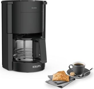 Krups Krups F30908 ProAroma Filterkaffeemaschine mit Glaskanne, 1,25L Füllmenge, 10-15 Tassen, 1050W, Schwarz