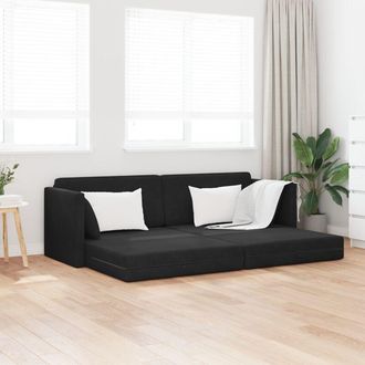 vidaXL Boden-Schlafsofa Schwarz 213 x 76 x 77 cm Samt Vidaxl