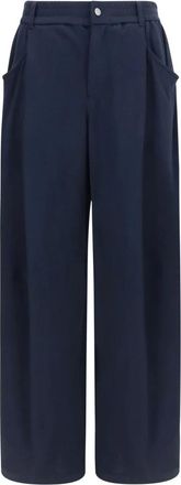 Brunello Cucinelli Pantalon Sportif Boutonn&eacute; - Femme - Pantalons - Bleu - Taille: 42 FR