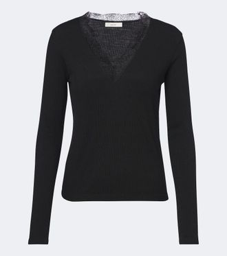 Vince Top aus Rippstrick mit Spitze