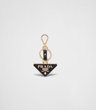 Prada Schlüsselanhänger aus Saffiano Leder und Metall