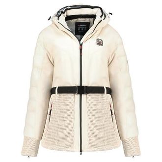 Geographical Norway WOLITA Femme - Veste de Ski &agrave; Capuche Imperm&eacute;able et Chaude, Veste de Neige Coupe-Vent Respirante pour Sports dHiver (Blanc Casse XL)