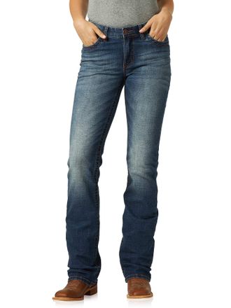 Wrangler Damen Willow Mid Rise Performance Waist Boot Cut Ultimate Riding Jeans, Rebecca, 41