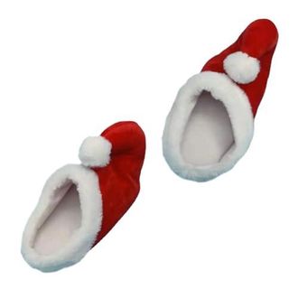 IFUNDOM Pantoufles de No&euml;l Rouges en Peluche Douce Taille Unique Pantoufles DInt&eacute;rieur Confortables et Antid&eacute;rapants Chaussures DHiver pour Maison Bureau et D