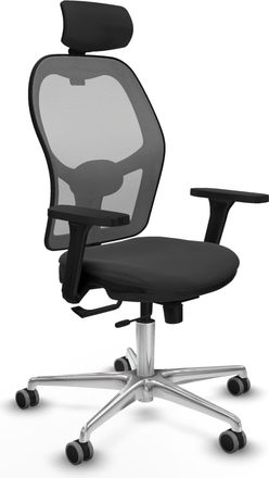 Piqueras y Crespo Ergonomischer Arbeitsstuhl mit 3D-Armen, h&ouml;henverstellbare Lendenwirbelst&uuml;tze und h&ouml;henverstellbares Kopfteil, Grau/Dunkelgrau