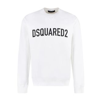 Dsquared2 Homme, Sweatshirts et sweats &agrave; capuche, Blanc, Taille: XL SweaT-shirt ras du cou en coton
