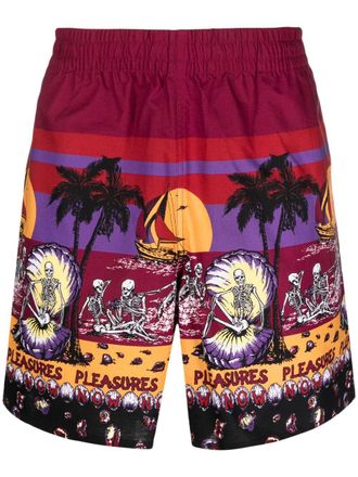 Pleasures Segelshorts mit Illustrations-Print - Violett